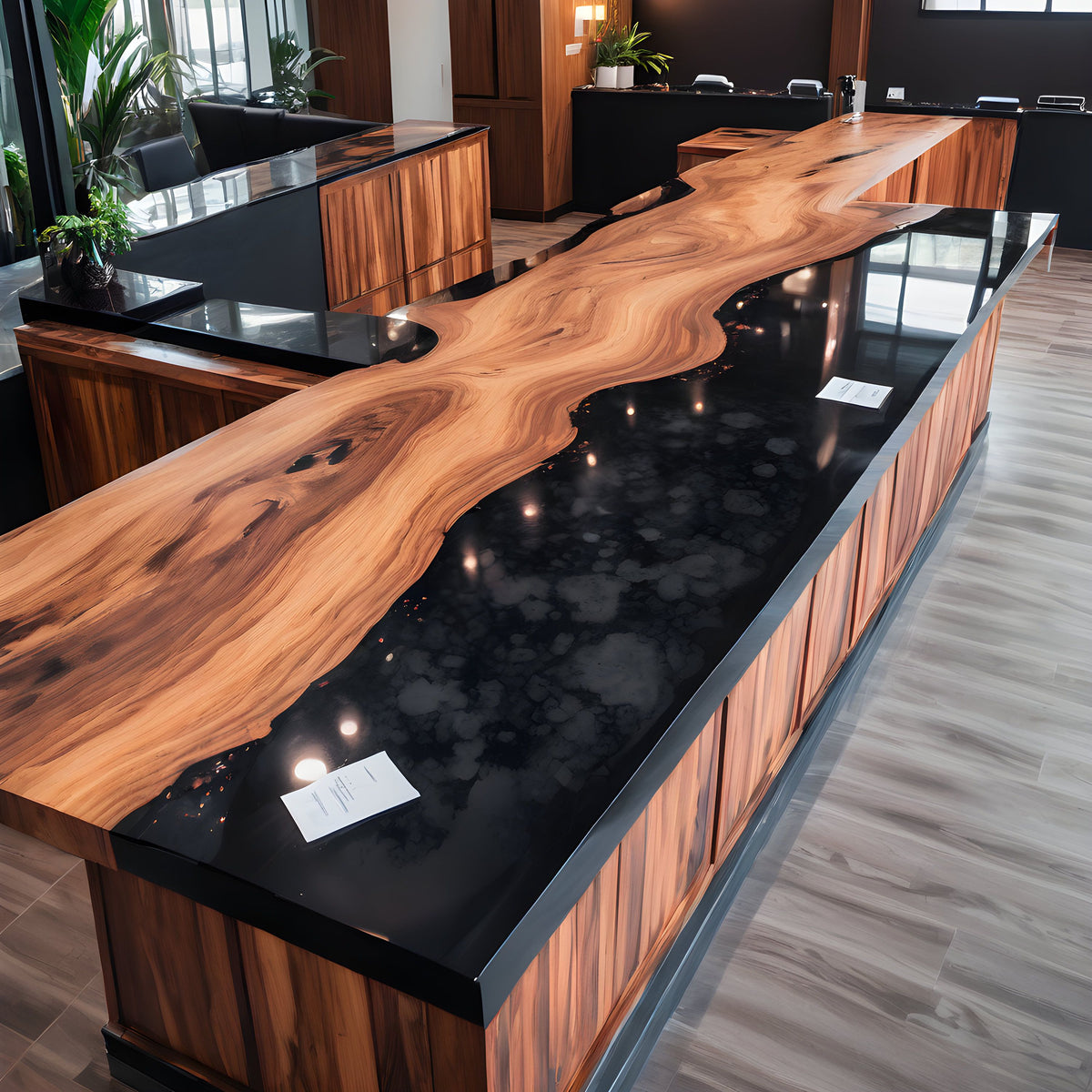 Custom Black Walnut Epoxy Resin Countertop - R62 — Worldcustomtable