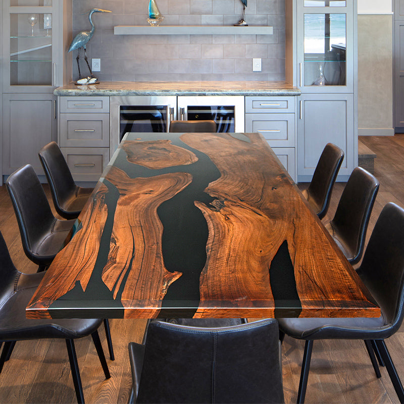WCTR30 Custom Black Walnut Epoxy River Table — Worldcustomtable