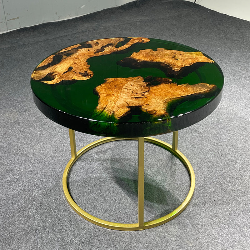 Custom Cunninghamia Green Round Epoxy Coffee Table - R24 — Worldcustomtable