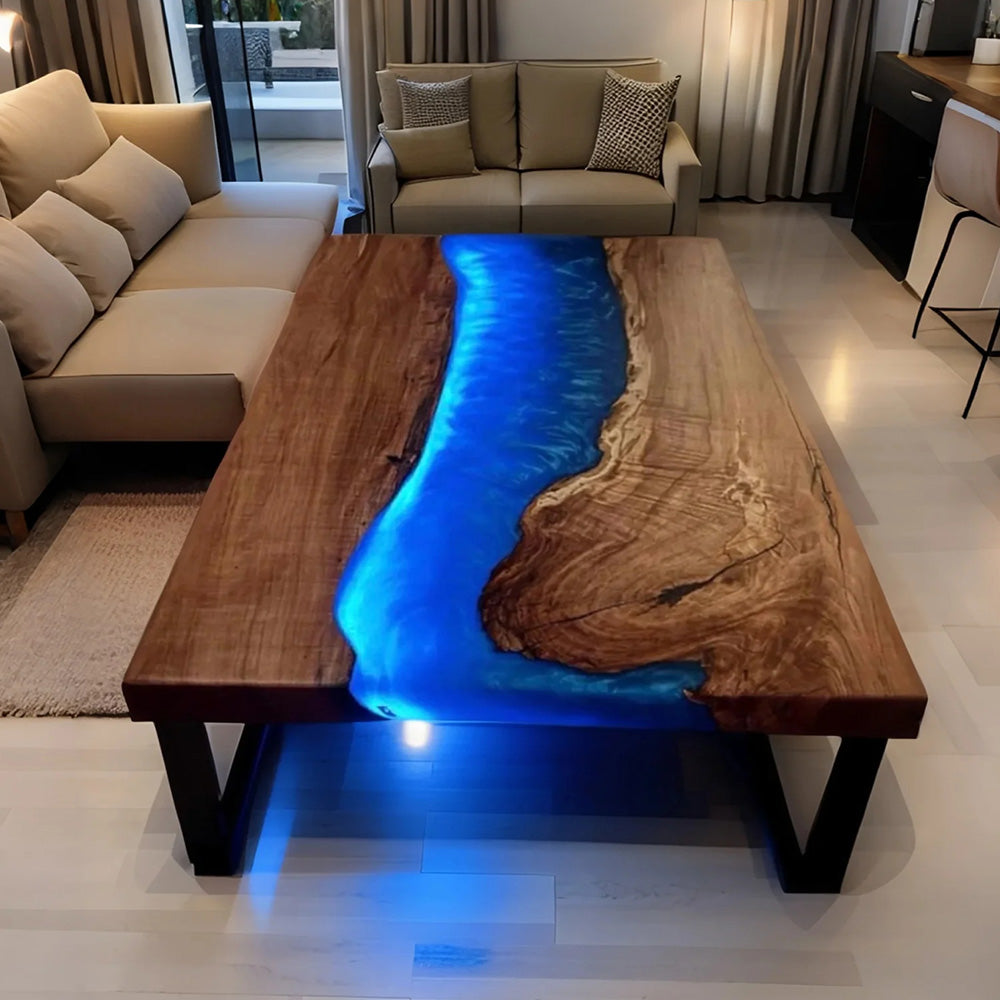 Epoxy Resin Black Walnut Table with LED River Stream - G04 ...